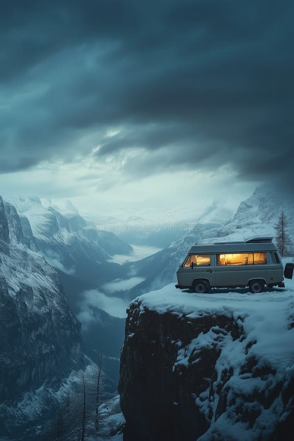 Camper on Cliff, Coast in Spain Stock Photo - Image of caravan, cala ...