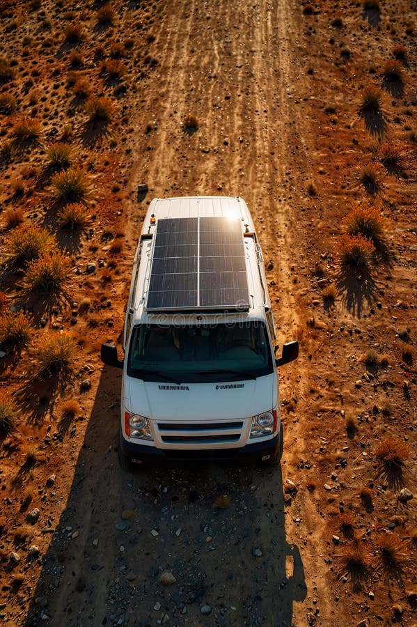 Camper Van with Solar Panels on Top. AI Generated Stock Photo - Image ...