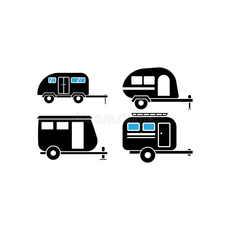 Camper Van Trailer Icon Set Design Template Vector Isolated ...