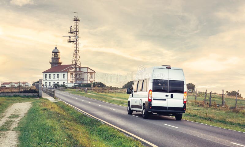 Camper Van Traveling To a Lighthouse Stock Image - Image of sightseeing ...