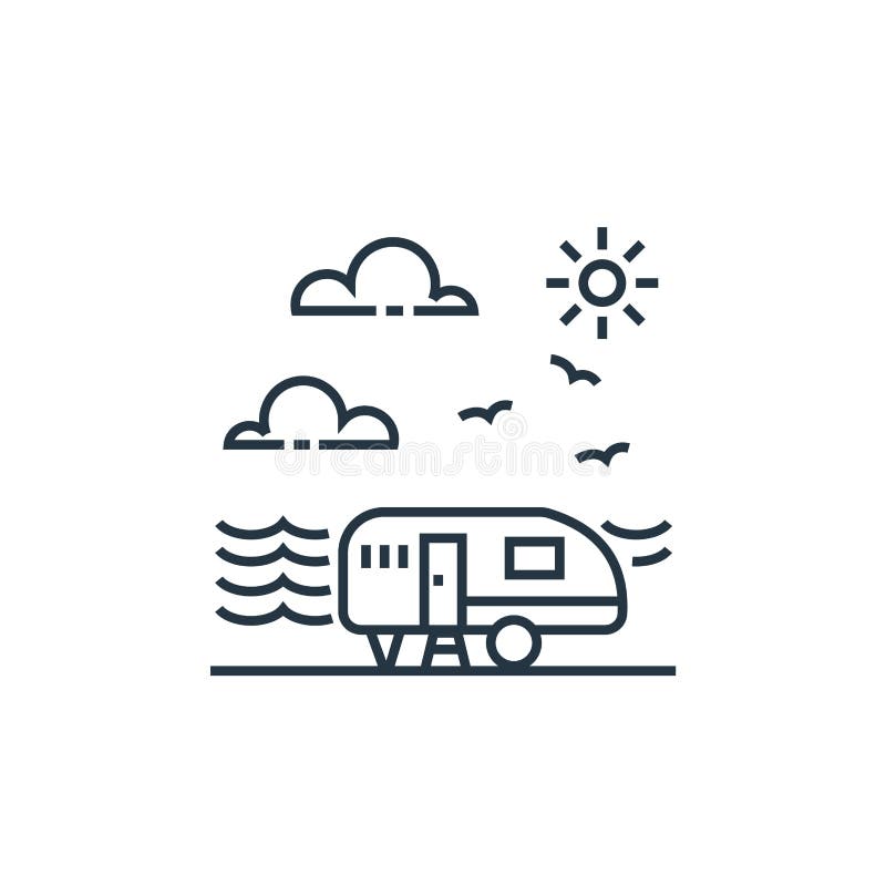 Camper Van Vector Icon Isolated on White Background. Outline, Thin Line ...