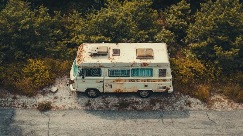 Camper Van in Woods stock photo. Image of nature, exploration - 379468310