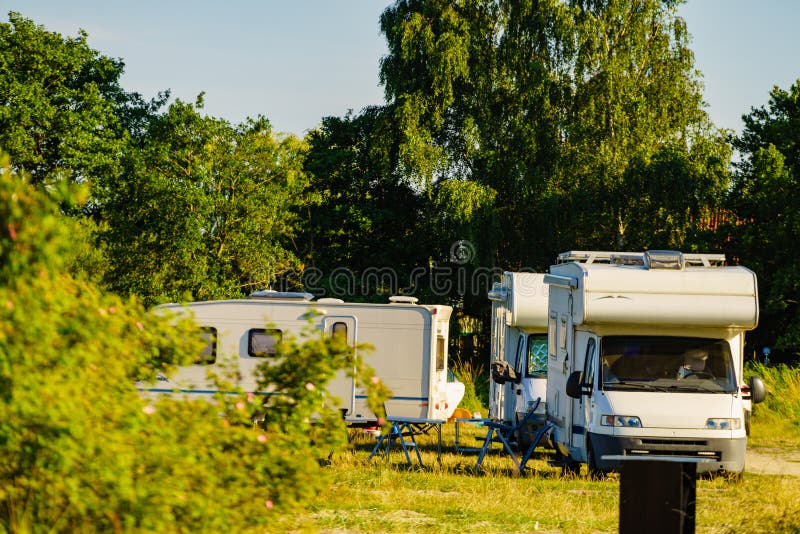 Campers camp on nature stock photo. Image of camper - 219891338