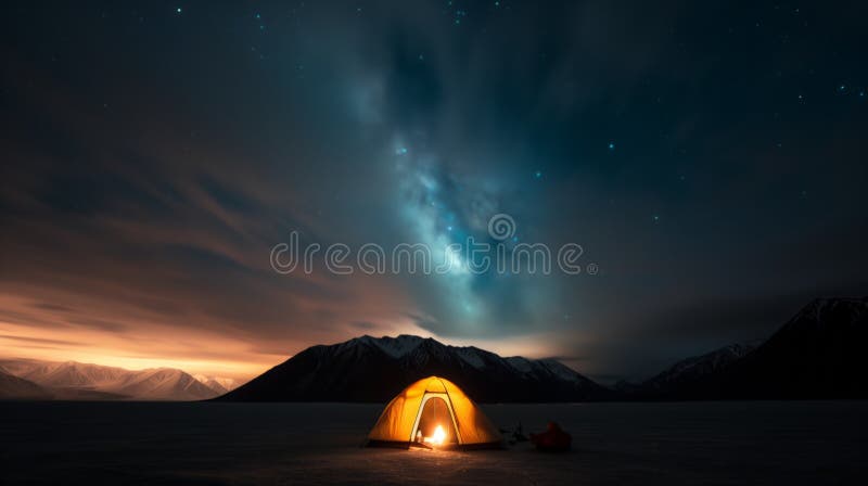 Campers Huddle Around a Campfire in the Alaskan Wilderness, Enjoying ...