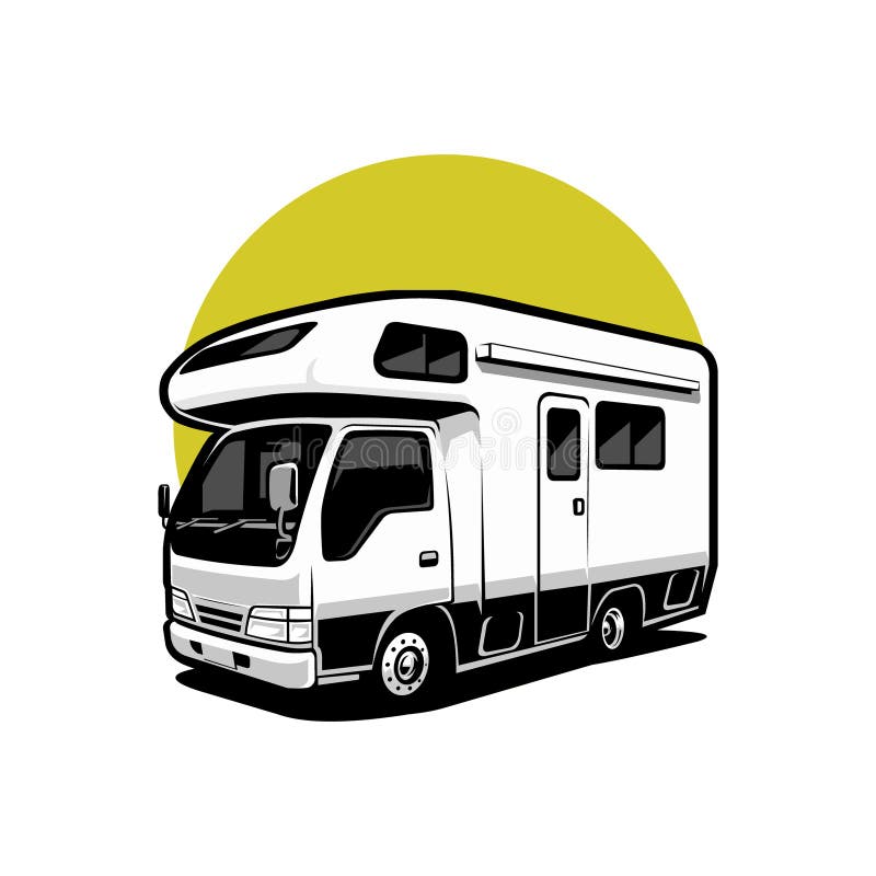 Campervan Motorhome Caravan RV Side View Vector Illustration Stock ...
