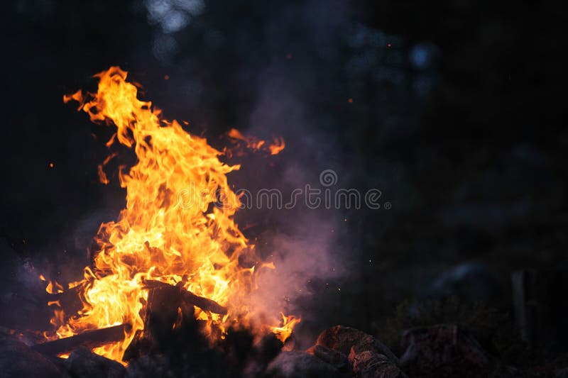 Campfire in the Dark Evening Stock Photo - Image of heat, danger: 199302018