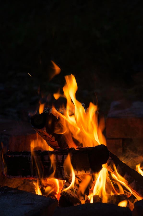 Campfire in the Dark Evening Stock Photo - Image of black, campfire ...