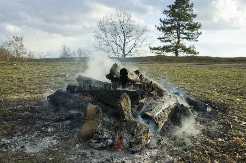 Abandoned Old Campfire Site on Shore of a Large Lake Stock Photo ...