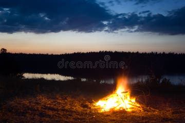 Campfire. stock photo. Image of campsite, view, bonfire - 6591256