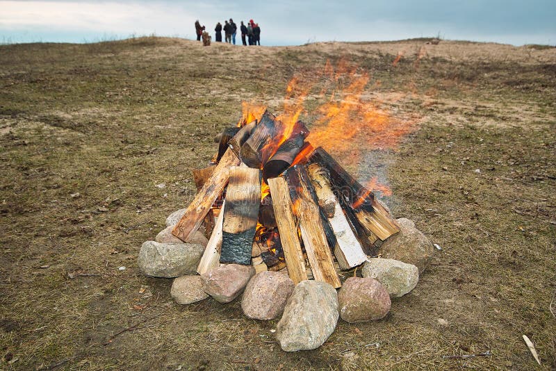 The Bonfire in Ground in Autumn Stock Photo - Image of foreground, burn ...