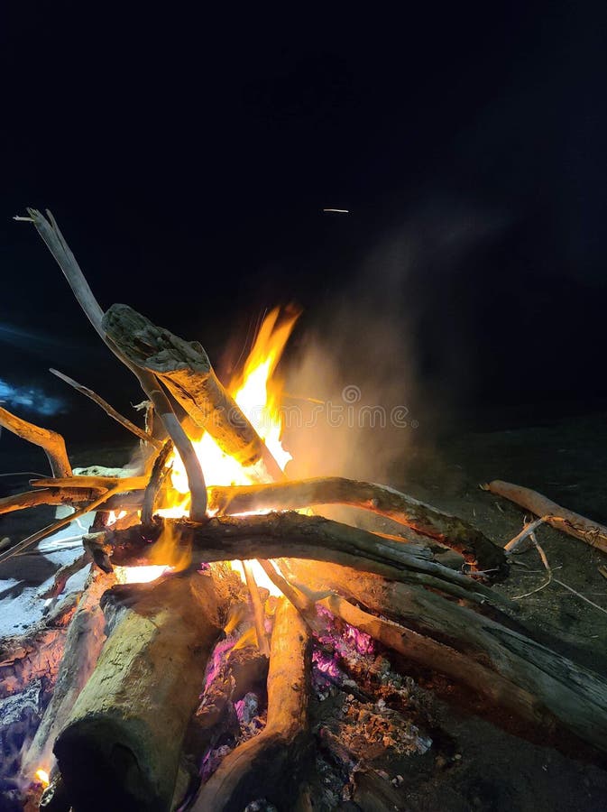 Pink Coal stock image. Image of camp, coal, beach, fire - 242137195