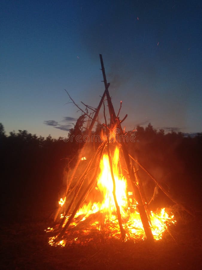 Campfire stock photo. Image of evening, night, field - 60357820