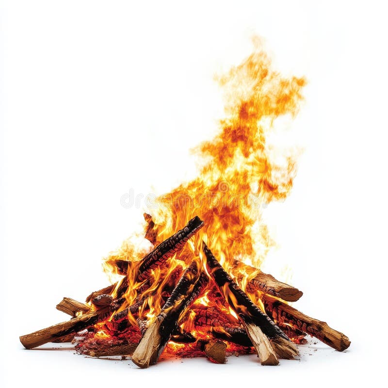 Campfire Blaze Over White Background Stock Image - Image of comfort ...