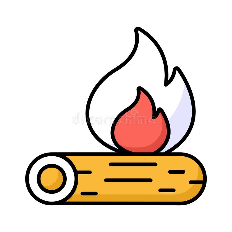 Campfire, Burning Bonfire, Wood Log with Fire Flame in Editable Design ...