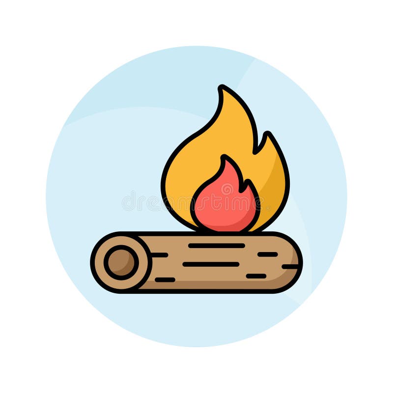 Campfire Burning Bonfire Wood Log With Fire Flame In Editable Design