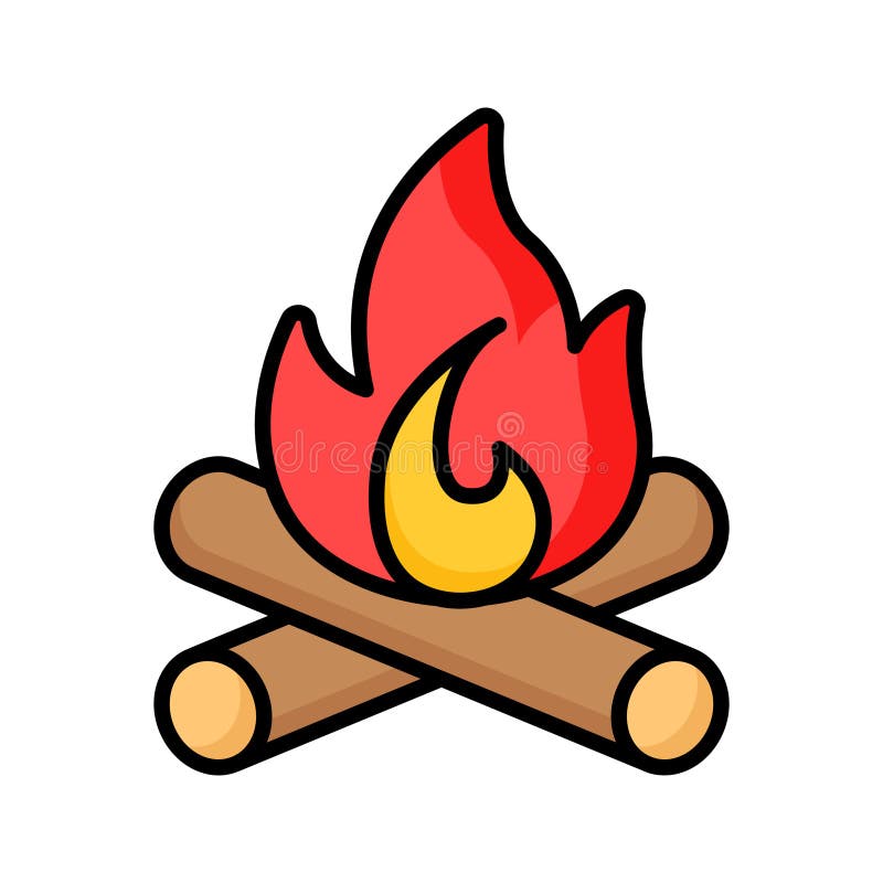 Campfire, Burning Bonfire, Wood Log with Fire Flame in Editable Design ...