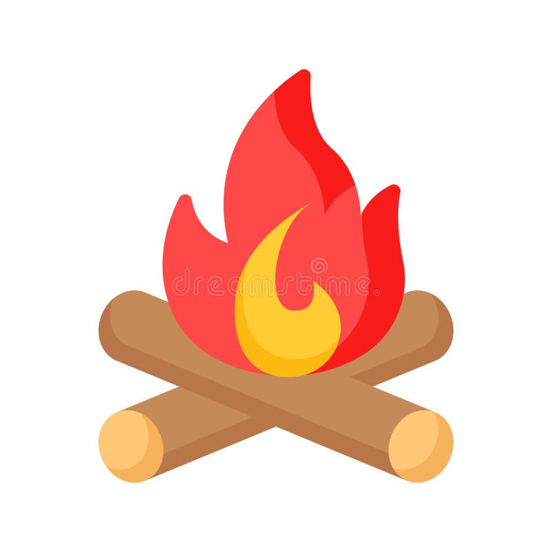 Campfire, Burning Bonfire, Wood Log with Fire Flame in Editable Design ...