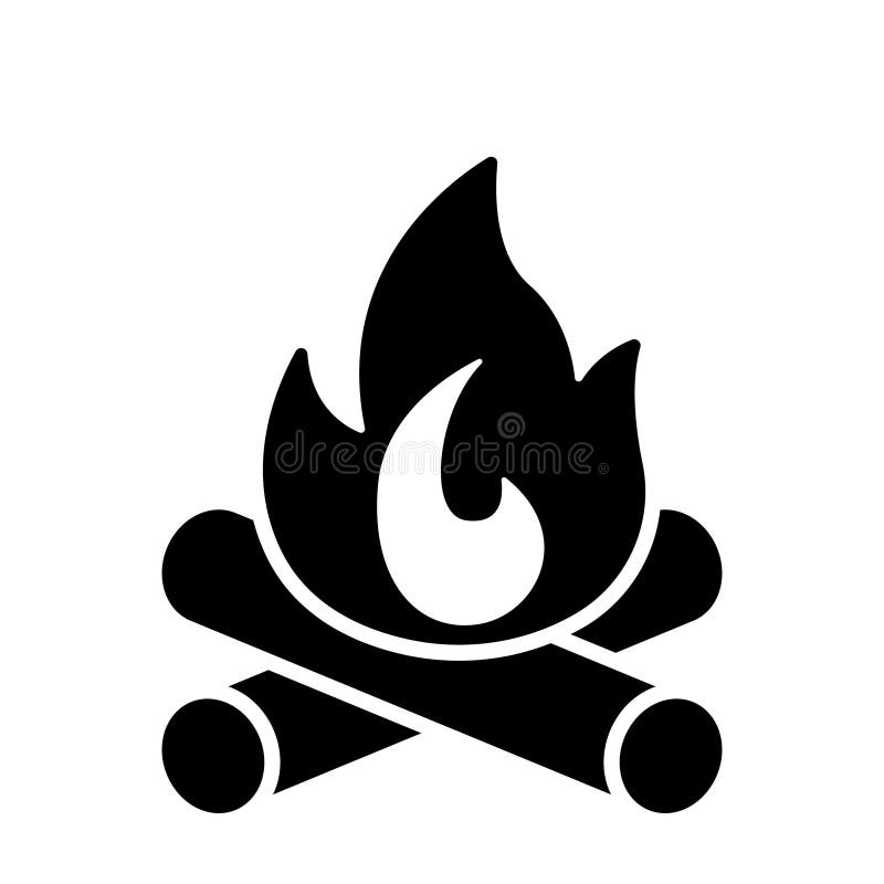 Campfire, Burning Bonfire, Wood Log with Fire Flame in Editable Design ...