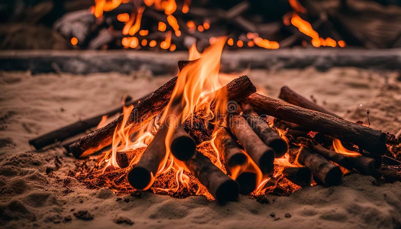 Campfire Burning Bright stock illustration. Illustration of heat ...