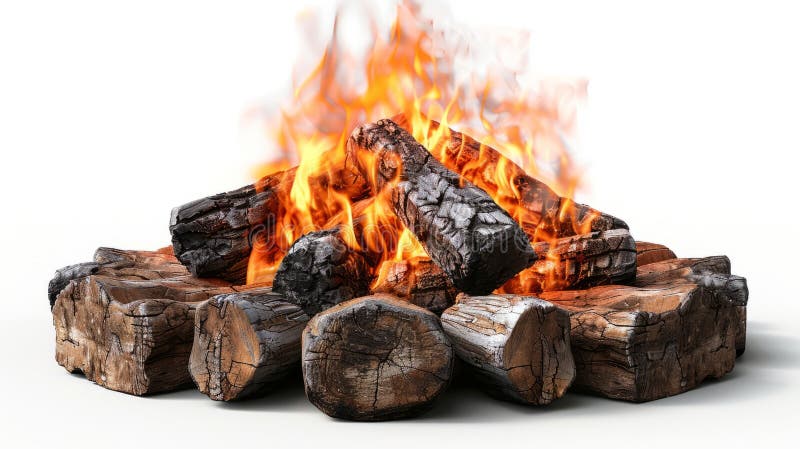 Campfire with Burning Logs and Bright Flames Stock Illustration ...