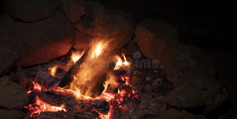 Campfire after Burning a Long Time Stock Photo - Image of orange ...