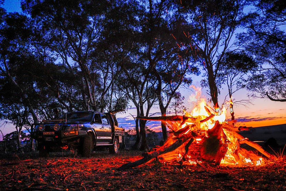 Campfire editorial stock image. Image of australia, sunset - 158129619