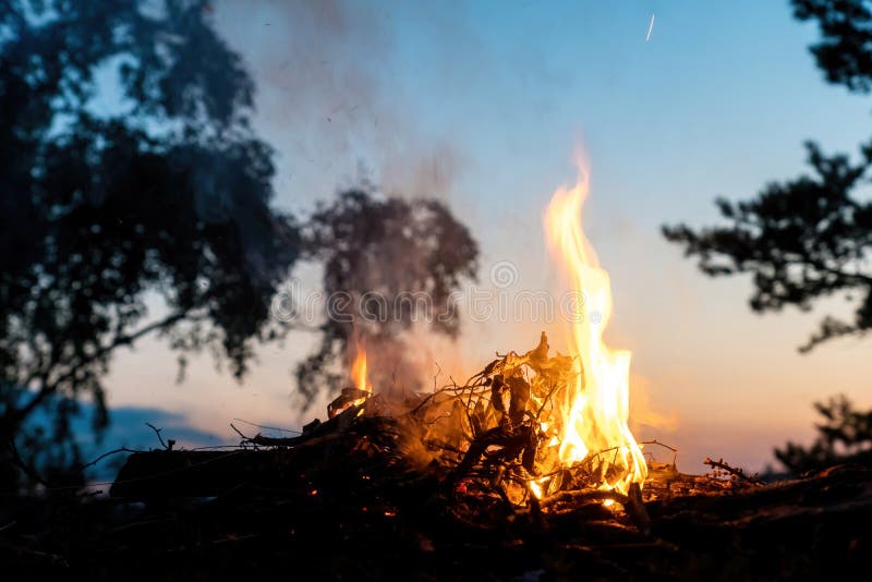 Campfire on a Cliff by the Rock Stock Photo - Image of camp, heat ...