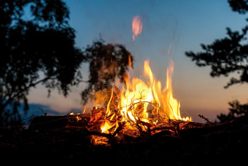 Campfire on a Cliff by the Rock Stock Photo - Image of heat, fire ...