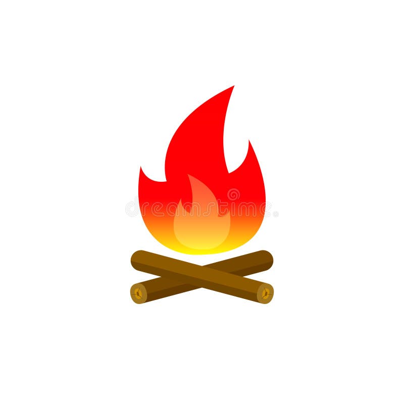 Campfire Color Icon, Vector Flame Symbol Isolated on White Stock Vector ...