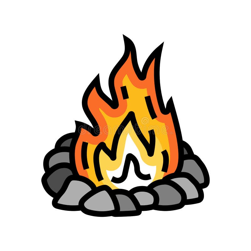 Campfire Color Icon Vector Illustration Stock Illustration ...