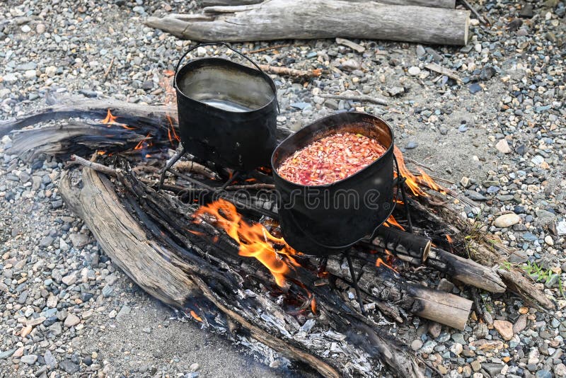 Campfire stock photo. Image of flame, nature, heat, expedition - 200643432