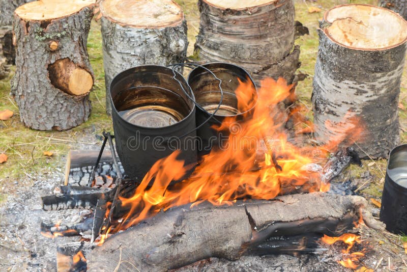 Campfire stock image. Image of picnic, cooking, firewood - 200643483