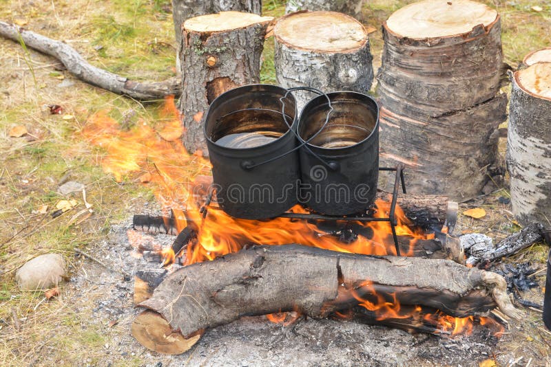 Campfire stock photo. Image of food, black, cook, metal - 200643484