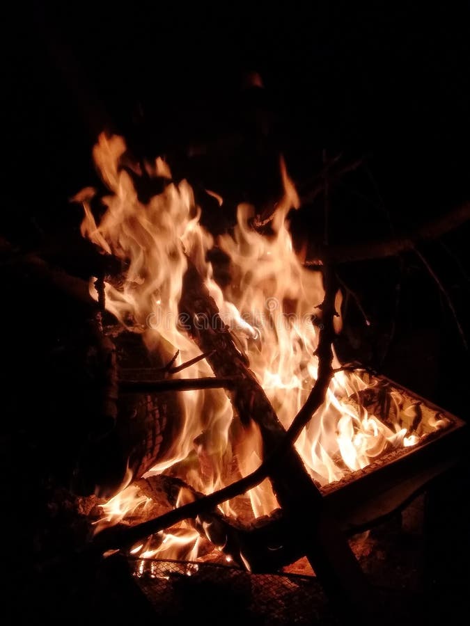 Campfire in the dark stock photo. Image of font, dark - 238080190
