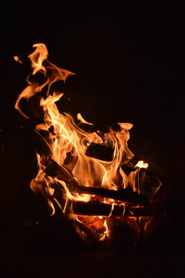 Campfire in the Dark Evening Stock Photo - Image of backgrounds ...