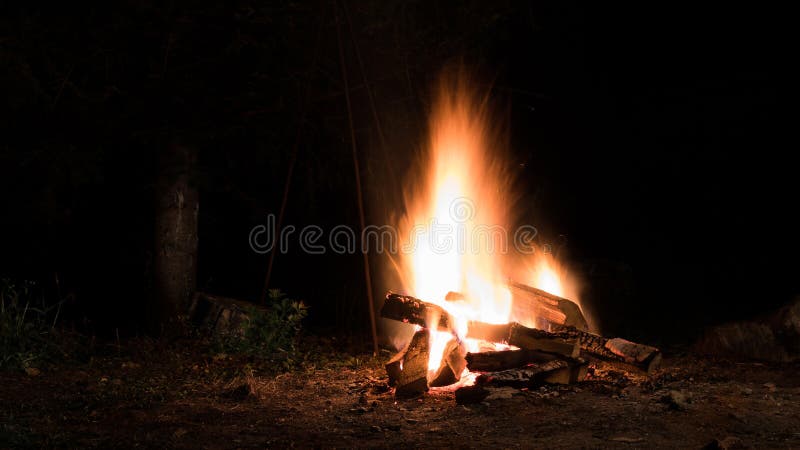 Campfire in the dark stock photo. Image of hell, firewood - 133696508