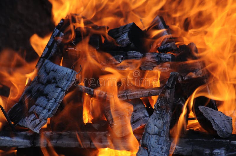 Bonfire Kindled on a Journey Stock Photo - Image of barbecue, fireplace ...