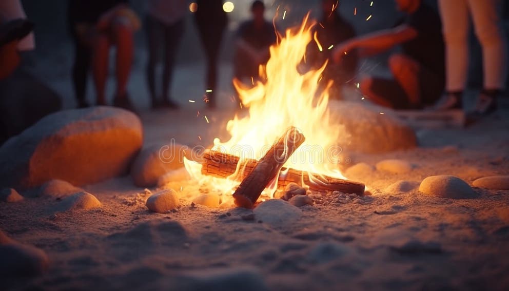 Campfire in the Forest Fire in a Fireplace Stock Image - Image of ...