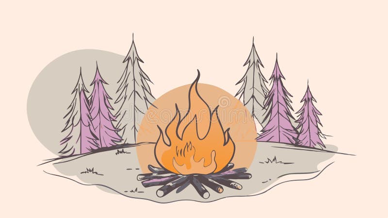 Cozy Campfire Scene in Serene Forest at Sunset Peaceful Nature ...