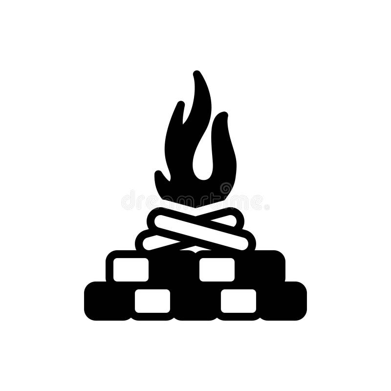 Black Solid Icon for Campfire, Burn and Fireplace Stock Illustration ...