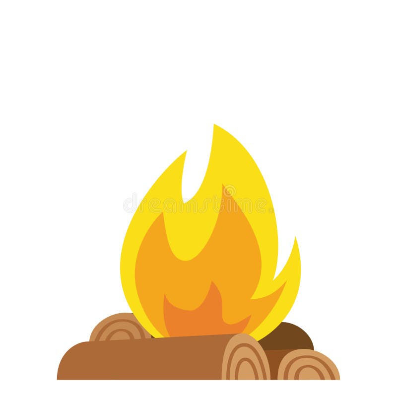 Campfire Icon. Crossed Logs and Fire Flame in Flat Style Stock Vector ...