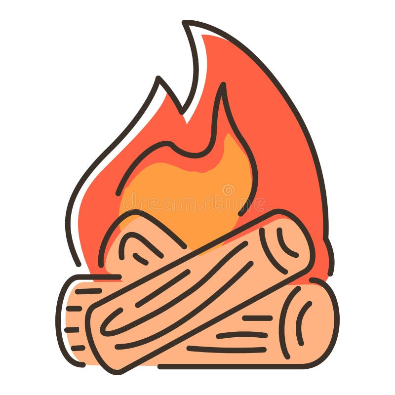 Campfire icon, flat style stock vector. Illustration of rest - 78688896