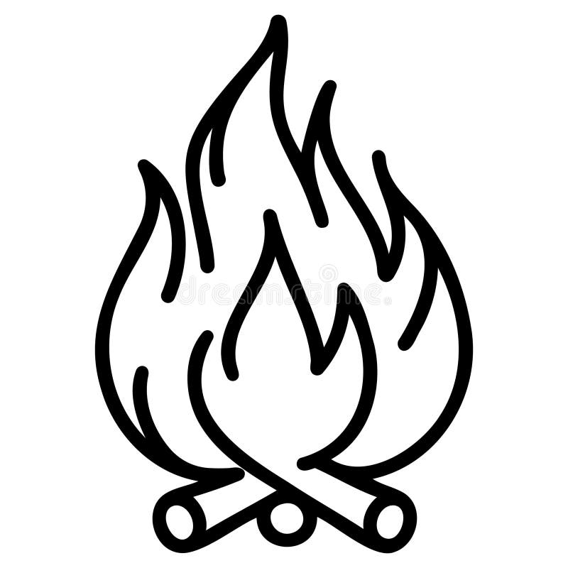 Campfire Icon Outline Fire Black Stock Vector - Illustration of fire ...