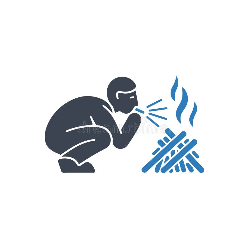Campfire Ignite Scene Icon stock vector. Illustration of fire - 348614650