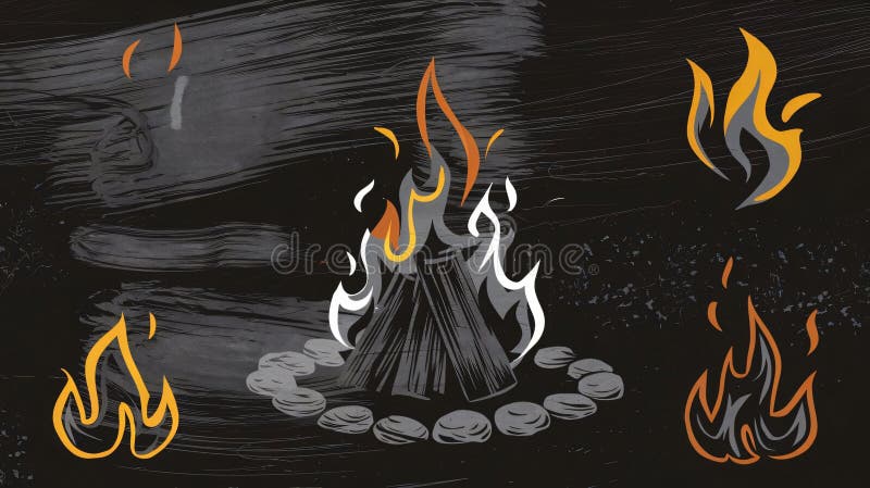 Campfire Illustration, Cozy Bonfire Design for High Quality Image Stock ...