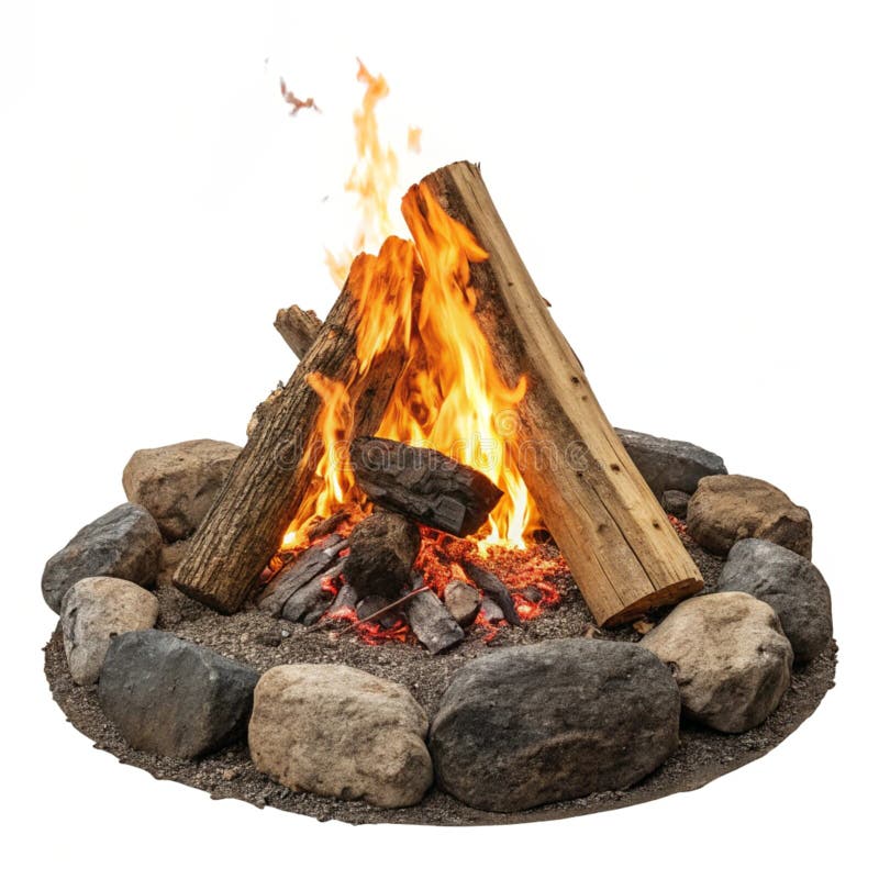 Campfire at Night Isolated on Transparent Background Stock Illustration ...