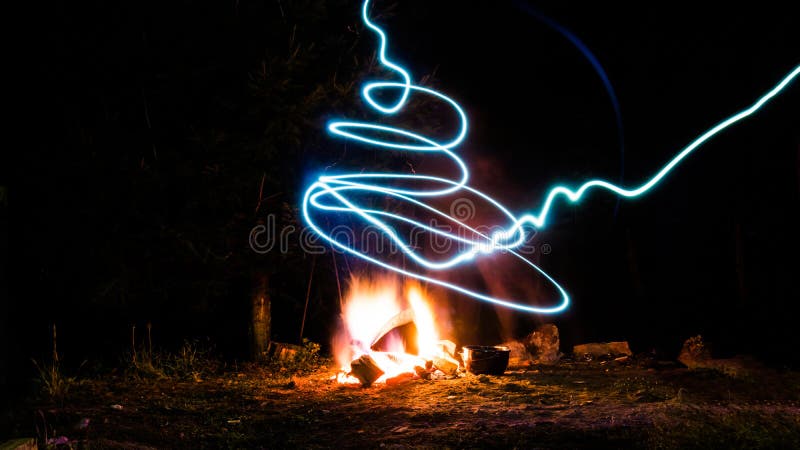 Campfire Light In Dark Night Time Stock Photo - Image of campfire ...