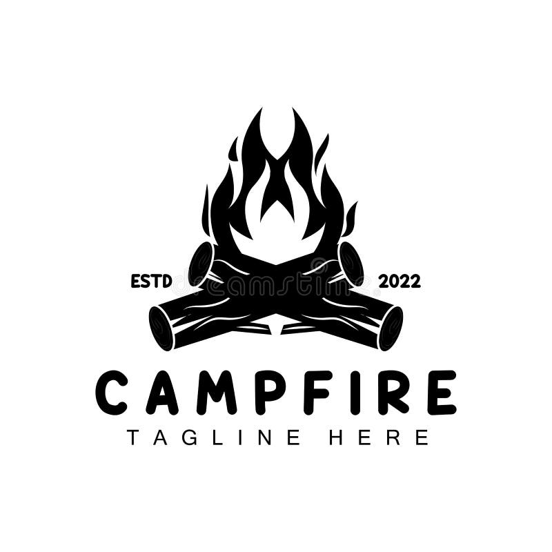 Campfire Logo Design, Camping Vector, Wood Fire and Forest Design Stock ...