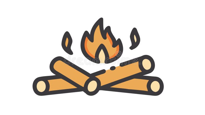 Campfire Logs Flames Icon for Camping Outdoor Warmth Fire, Vector ...
