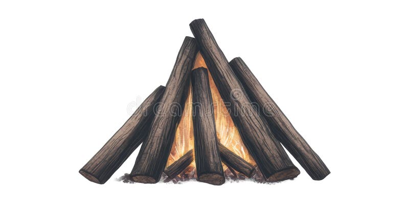 Campfire with Burning Logs on Transparent Background Stock Image ...